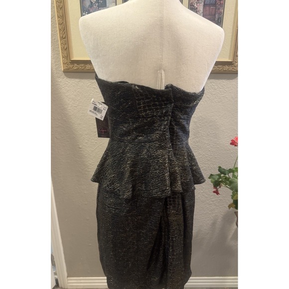 Aqua | Dresses | Aqua Dresses Mini Dress Party Metallic Gold Black ...